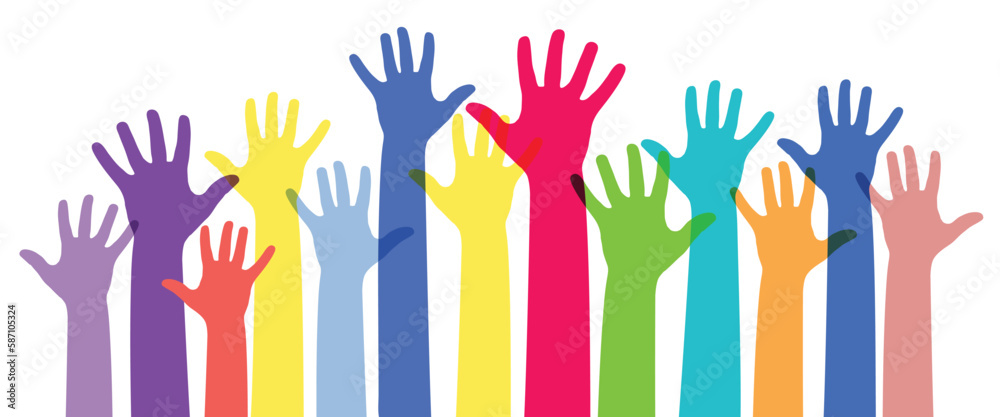 Colorful human hands - diversity concept - vector illustration Stock ...