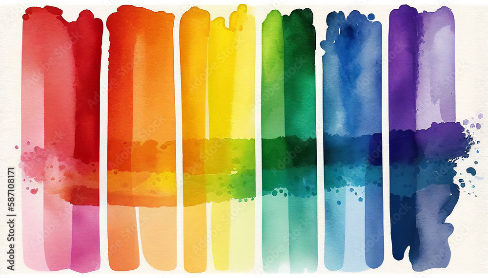 Watercolour background colours of the Pride flag, the rainbow symbol of ...