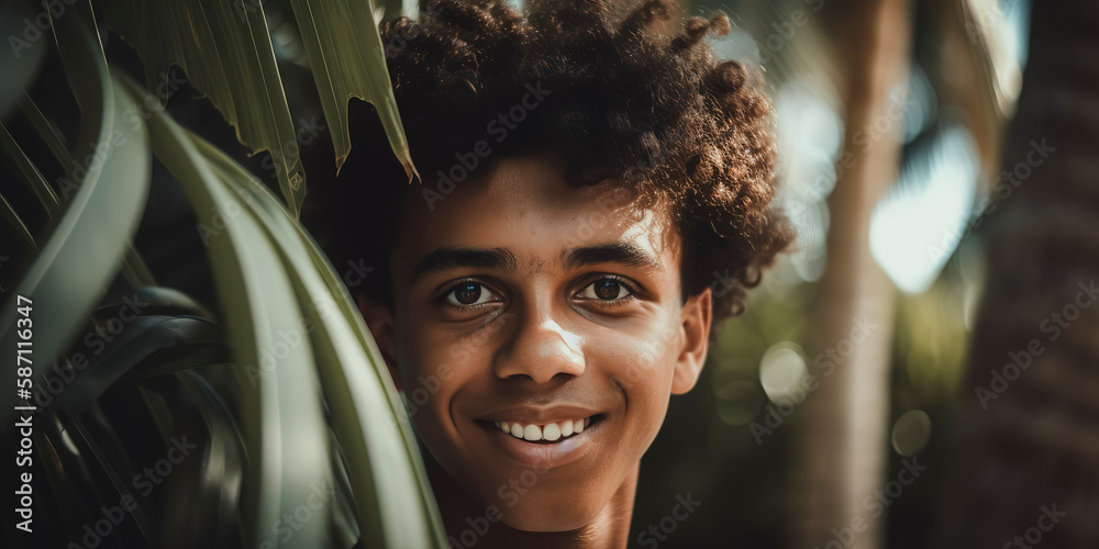 portrait of a young extremely 20 year old seychellois boy standing ...