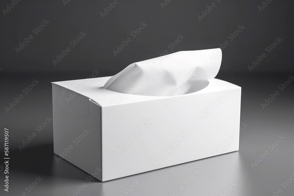White Tissue box blank label and no text. Mock up packaging. Generative ...