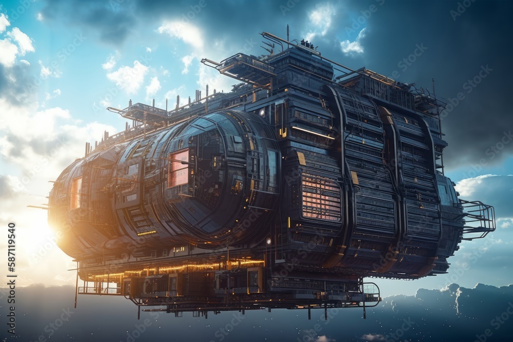 Discover a Hyper-Realistic Future: Futuristic Spaceship Carrying Cloud ...