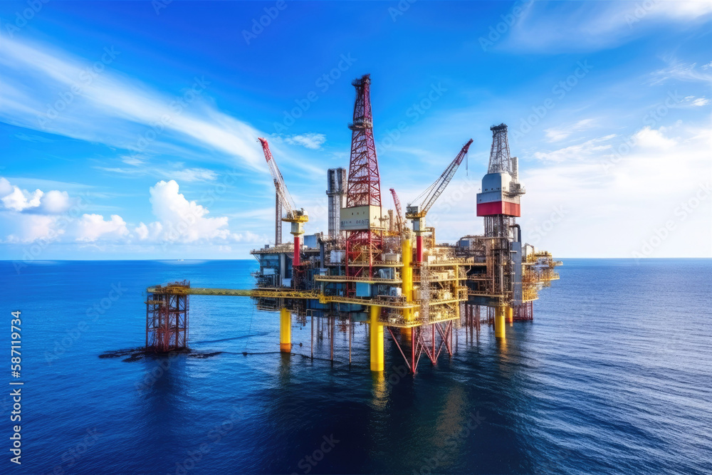 Offshore oil and gas drilling rig while completion well on oil and gas ...