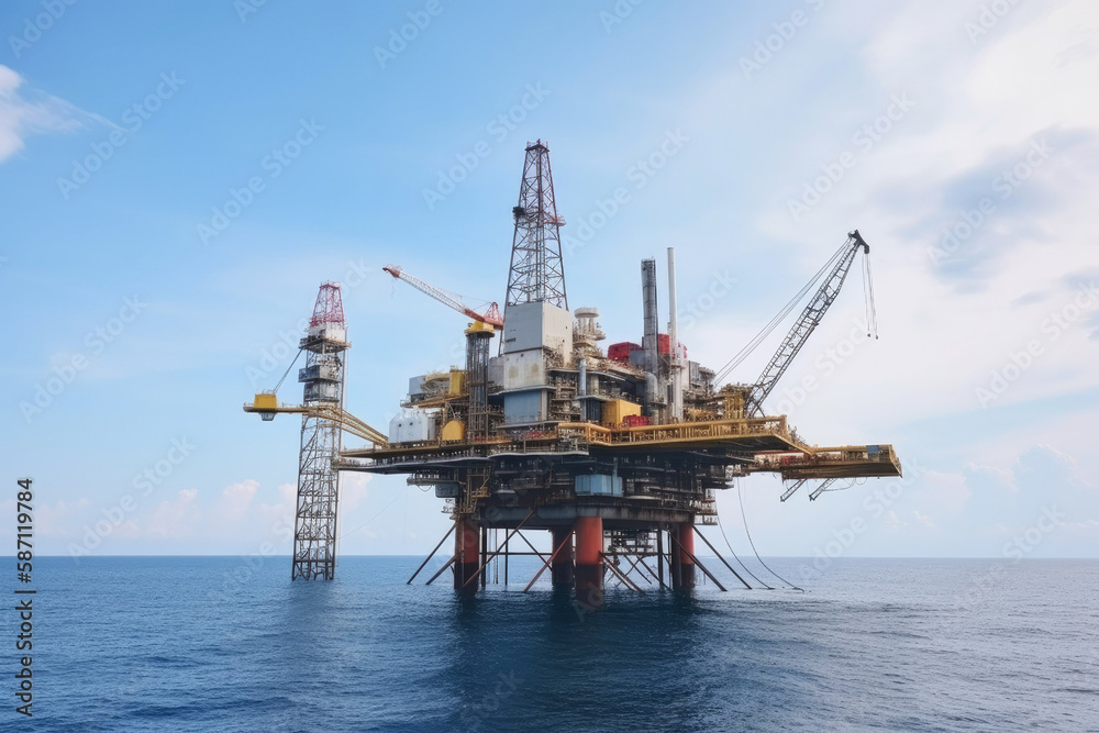 Offshore oil and gas drilling rig while completion well on oil and gas ...
