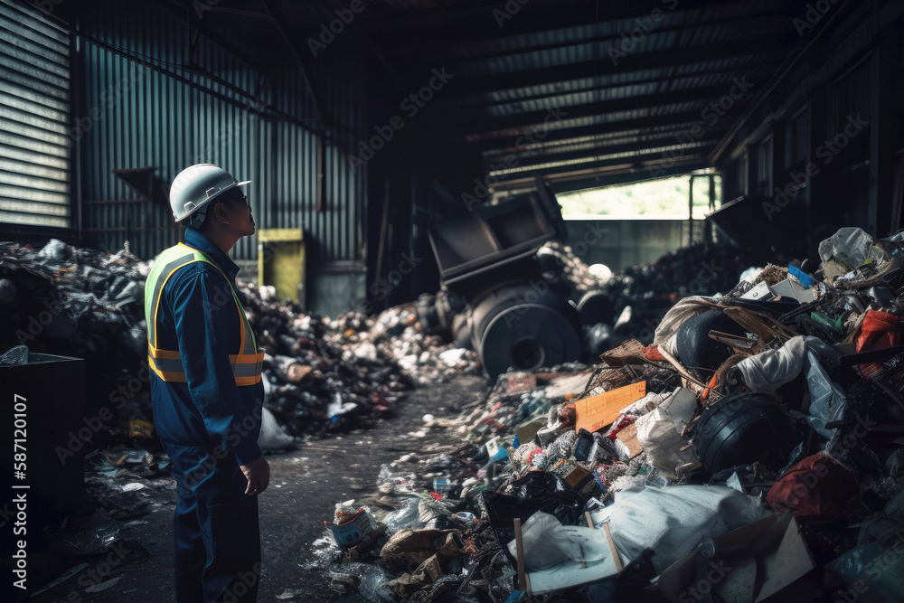 Recycling industry a worker who recycling thing on recycle center ...