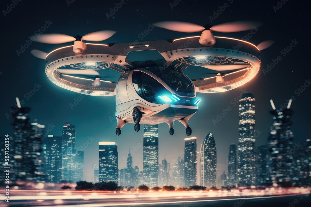 Passenger Autonomous Aerial Vehicle AAV. Future of urban air mobility ...