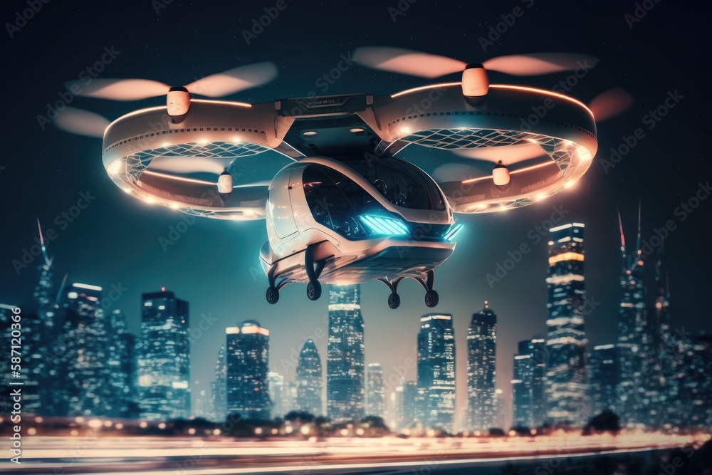 Passenger Autonomous Aerial Vehicle AAV. Future of urban air mobility ...