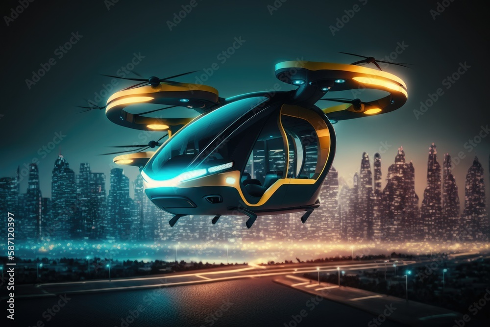 Passenger Autonomous Aerial Vehicle AAV. Future of urban air mobility ...