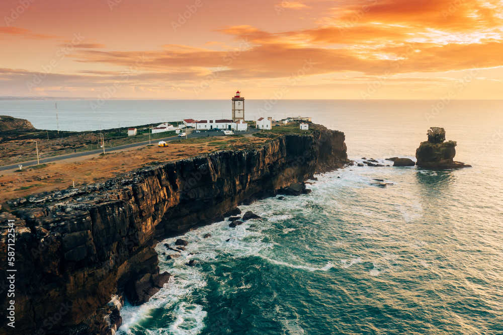 Head Lighthouse. Portugal coast Europe travel Rock lighthouse. An ...