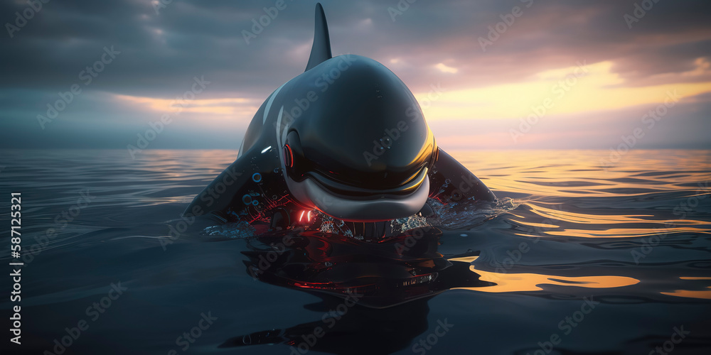 Amazing Photography Of A Cyborg Killer Whale In The Ocean Sea