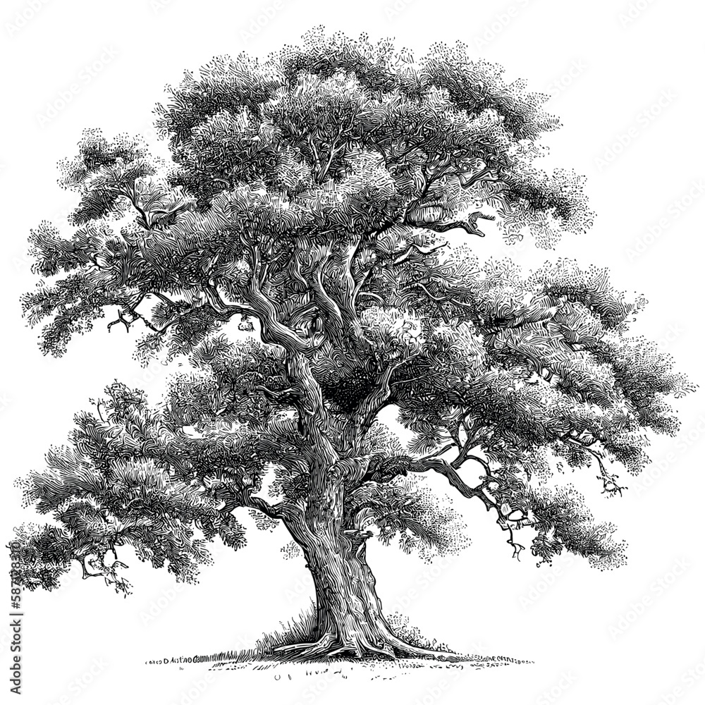 Old Pen And Ink Trees