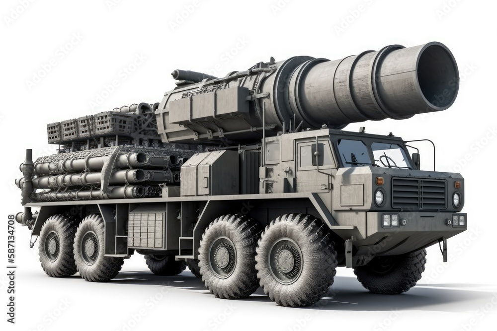 military truck equipped with a powerful gun on its back. Generative AI ...