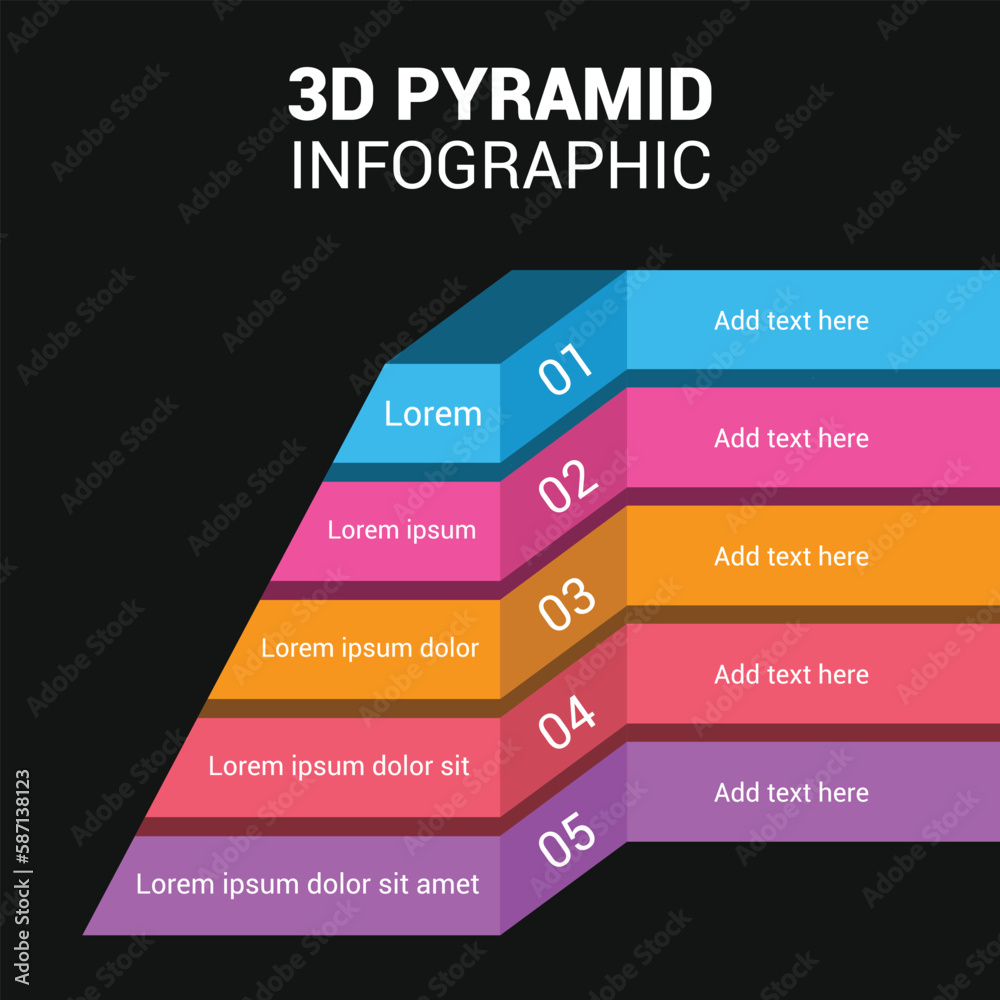 Pyramid Infographic, funnel pyramid business infographic with 5 charts ...