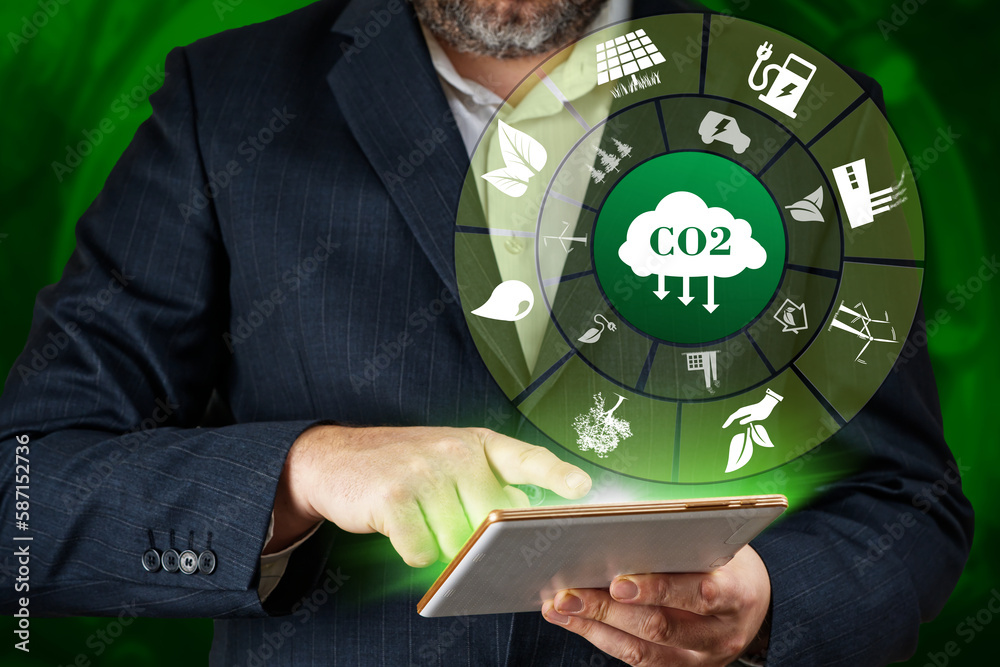 Lower CO2 emissions concept. Global warming and climate change limit ...