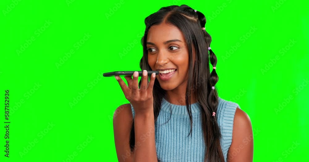 Vidéo Stock Speaker phone call, green screen woman and happy ...