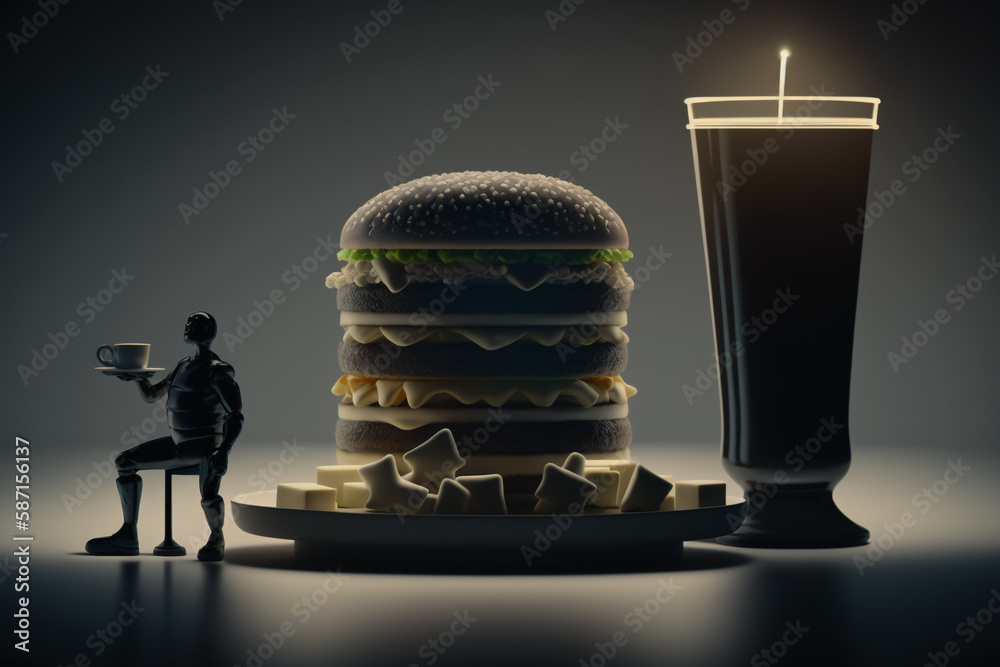 fast food problem of being overweight. Improper diet, junk food ...