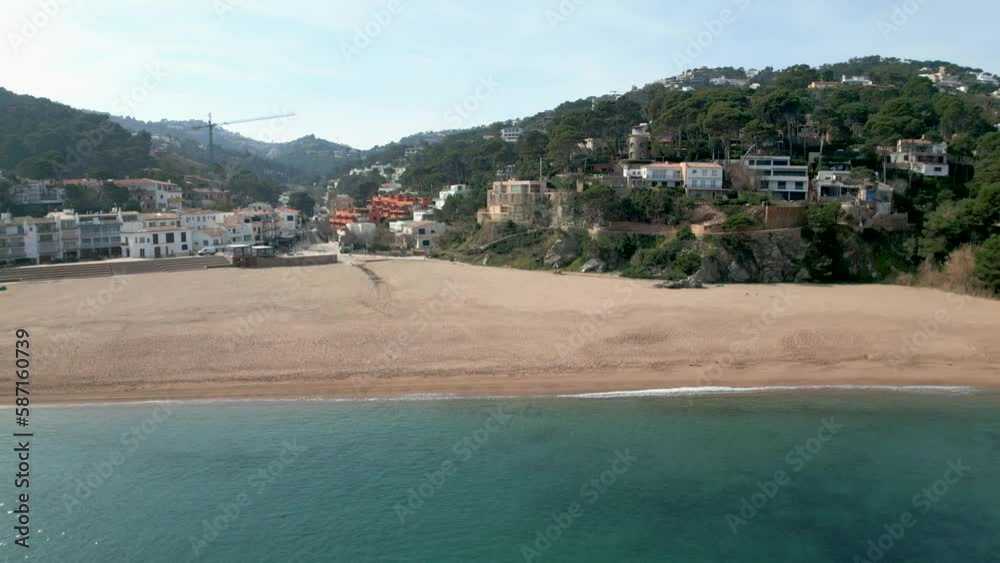 Aerial images of the beach of Spain in the Costa Brava of Girona summer ...