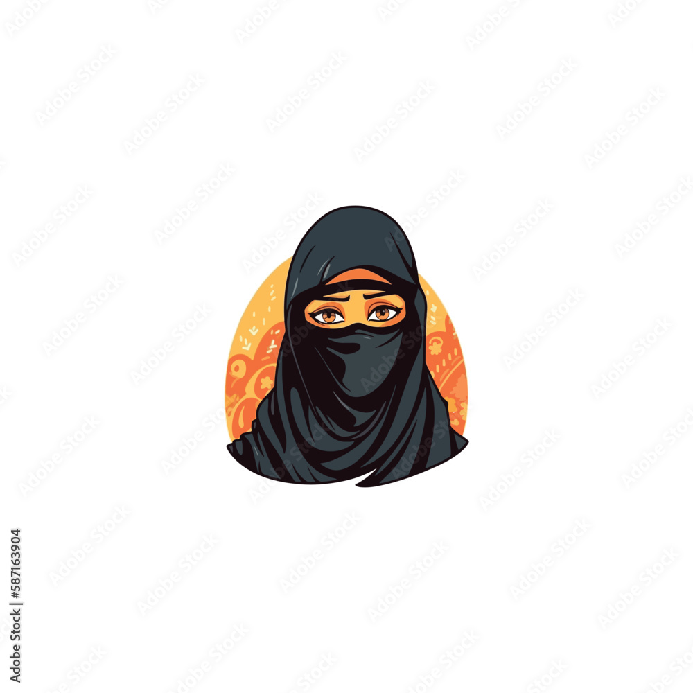niqab hijab muslim woman fashion logo vector Stock Vector | Adobe Stock