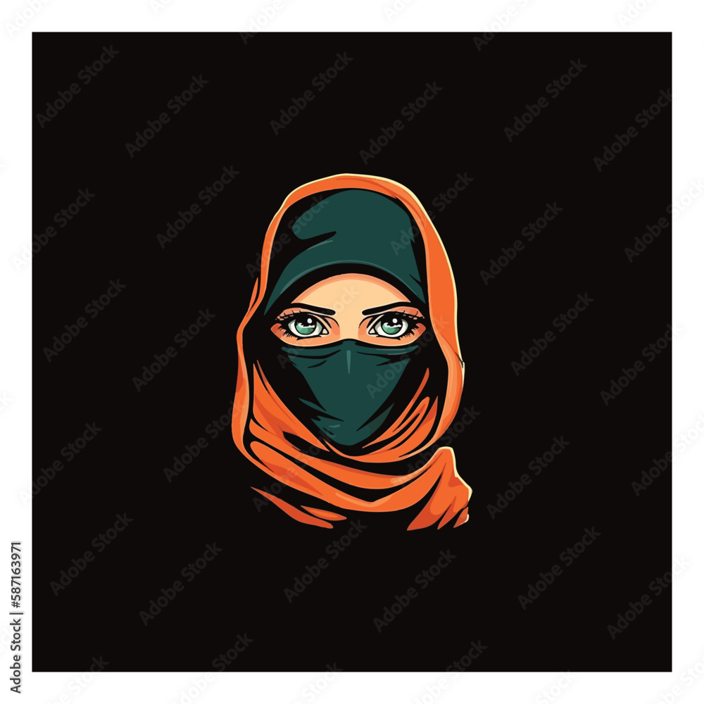 niqab hijab muslim woman fashion logo vector Stock Vector | Adobe Stock
