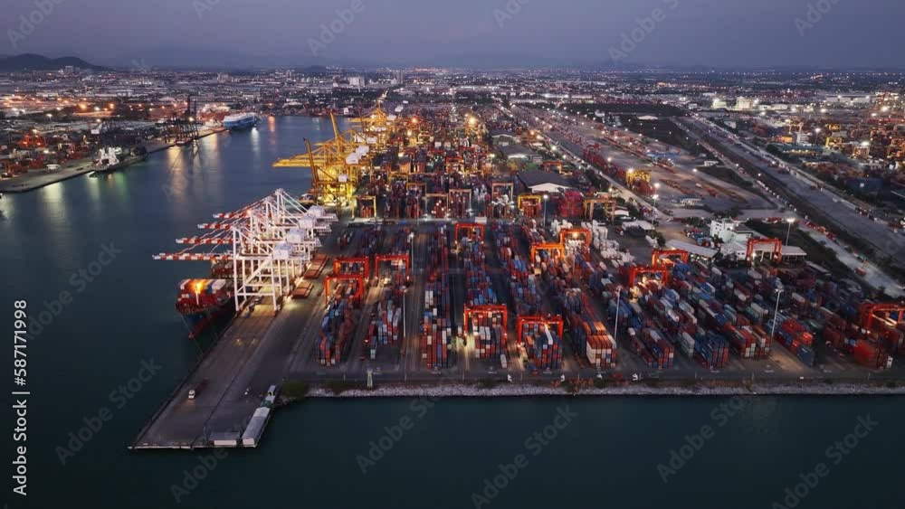 Shipyard Cargo Container Sea Port Freight forwarding service logistics ...