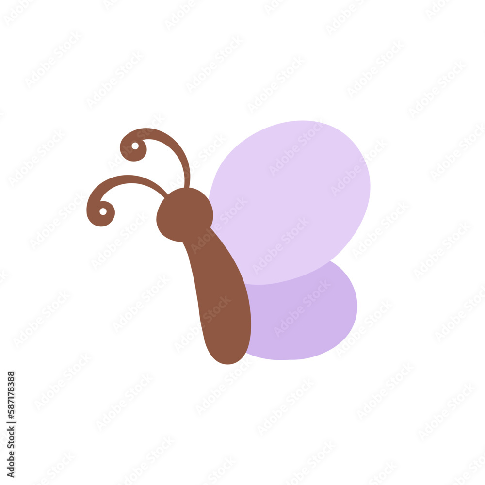 Cute simple purple butterfly icon logo vector illustration isolated on ...