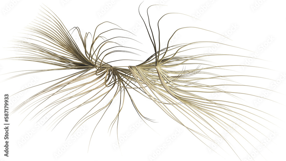 Golden levitating hair element, transparent background, abstract ...