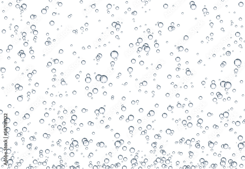 Realistic fizz bubbles, underwater soda water bubbles of transparent fizzy drink, vector ...