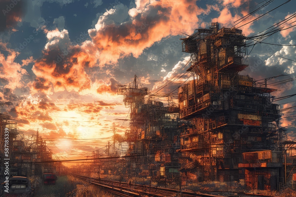 Cyberpunk Dreamscape, An image of a dark, gritty cityscape, with ...