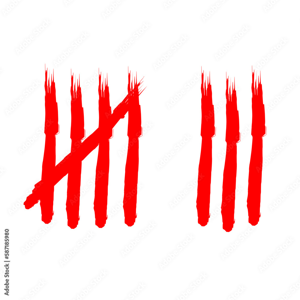 Red Tally Marks, Numberic, Tradisional Number Stock Vector | Adobe Stock