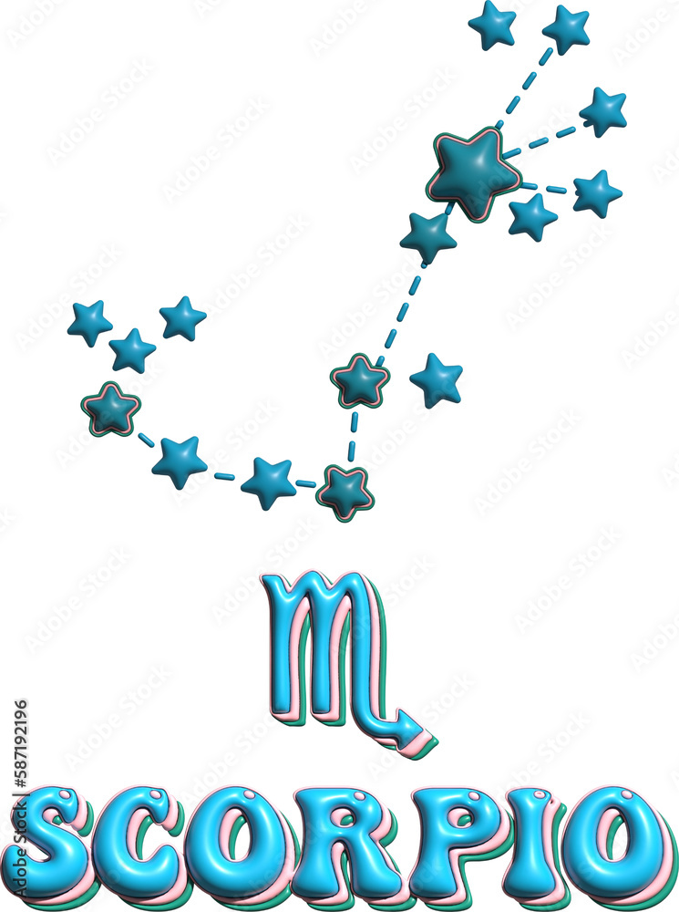 Scorpio 3D illustration. Zodiac signs. astrology symbols for horoscope ...