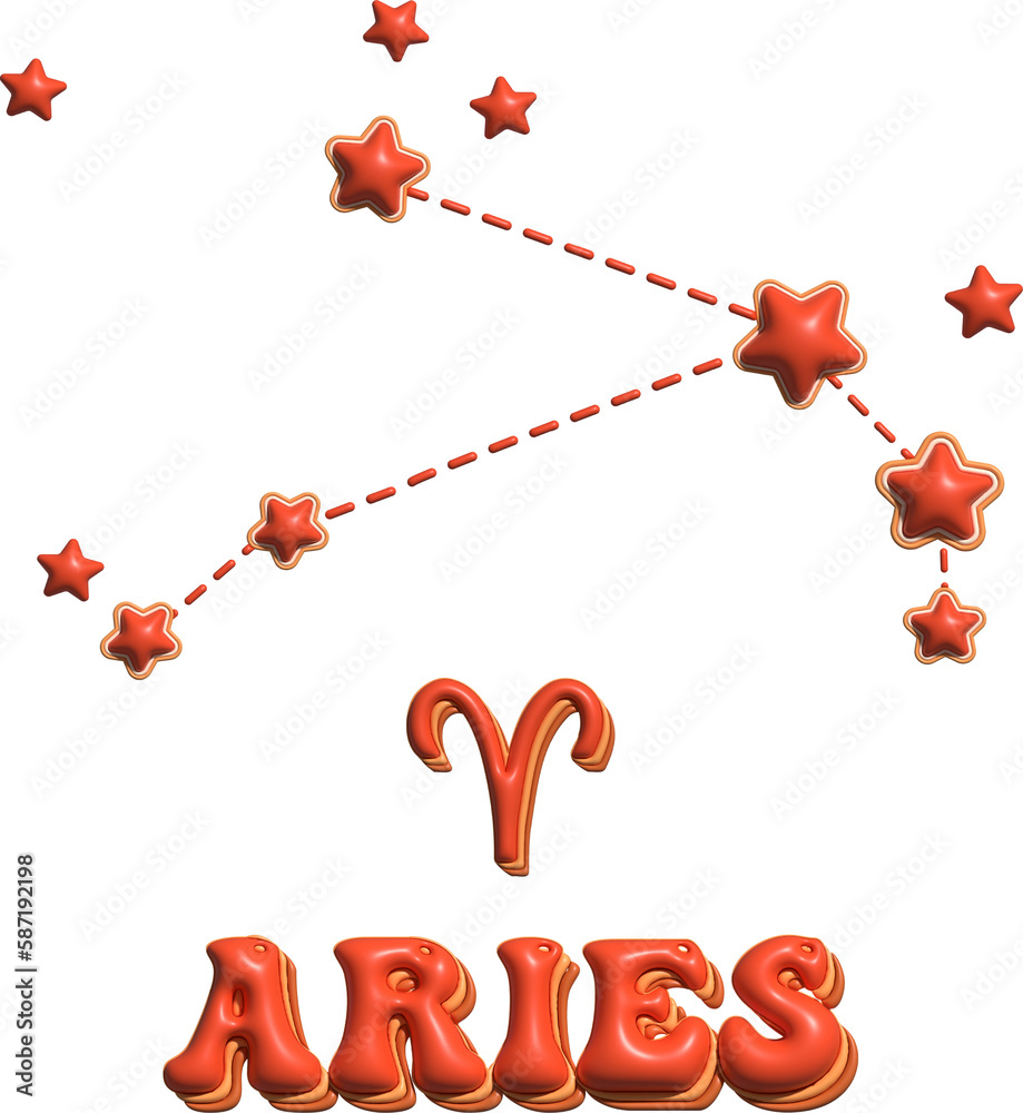 Aries 3D illustration. Zodiac signs. astrology symbols for horoscope ...