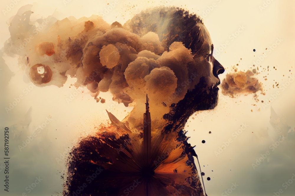 Toxic air concept. Breathing smog and air pollution. Climate change and ...