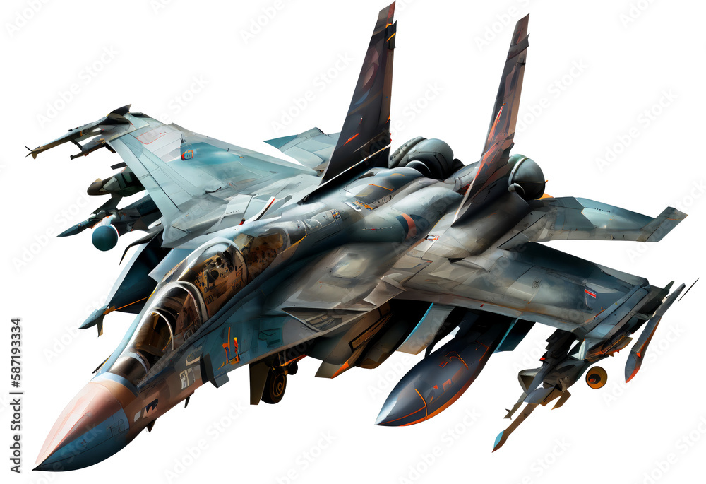Fighter jet in attack during the war in the sky, with transparent ...