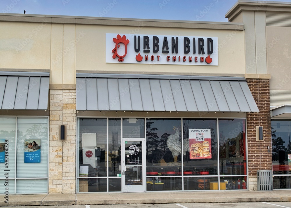 Urban Bird Hot Chicken storefront exterior in Humble, TX. Fast food ...