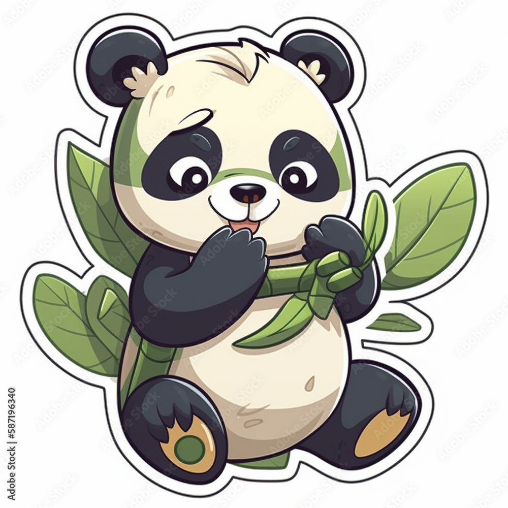 cartoon panda sticker Stock Illustration | Adobe Stock
