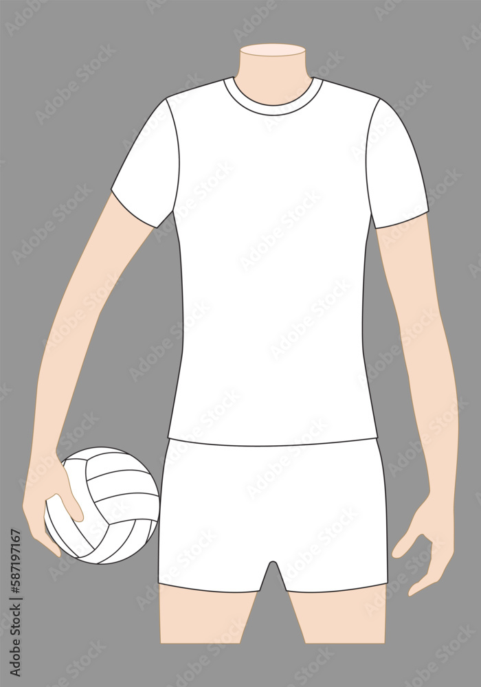Blank white volleyball jersey uniform template on gray background ...
