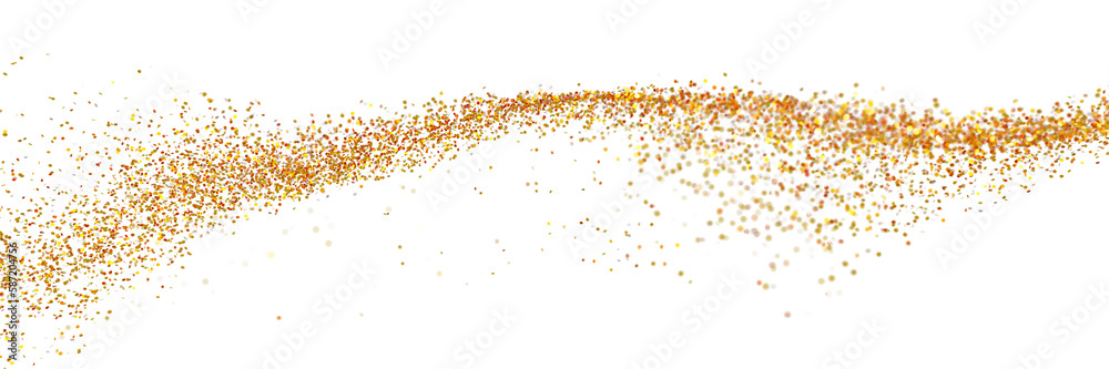 twinkling golden glitter flying in empty space, with blur and bokeh ...