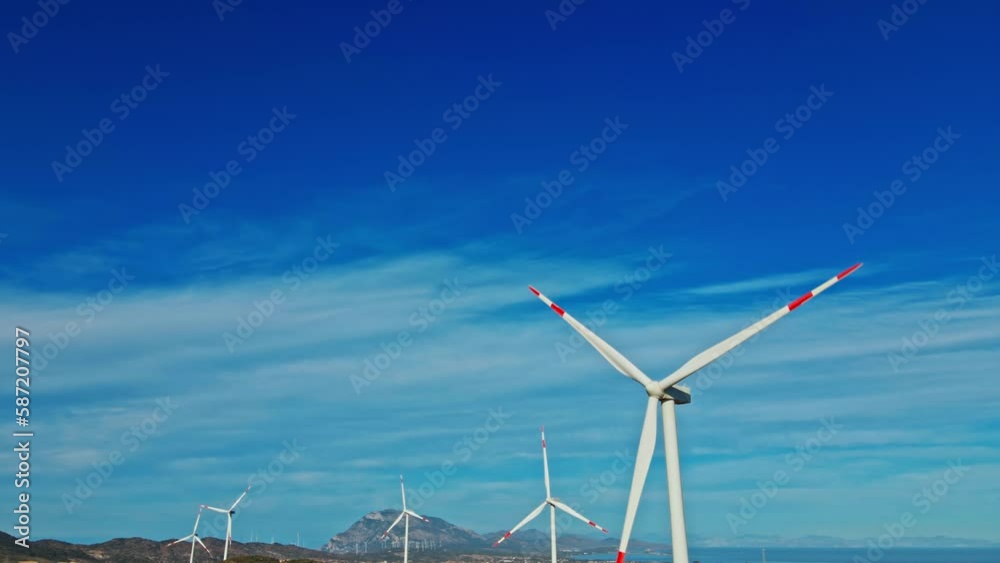farm or wind park, Energy producing wind turbines in Turkey, Datca ...