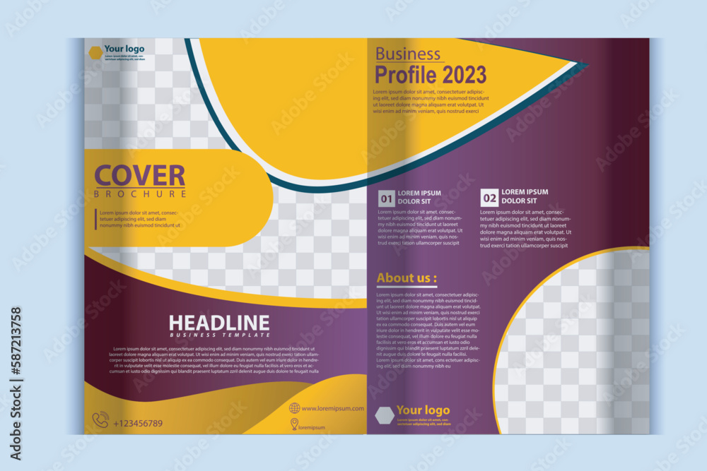 Company profile brochure template layout design, two page business ...