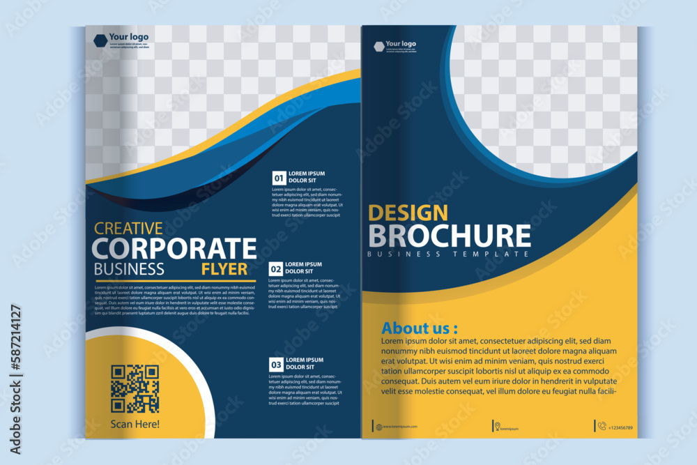 Company profile brochure template layout design, two page business ...