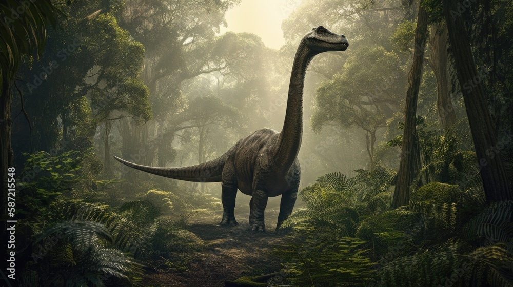 Captivating Brachiosaurus Roaming the Primordial Forest: Detailed 16:9 ...