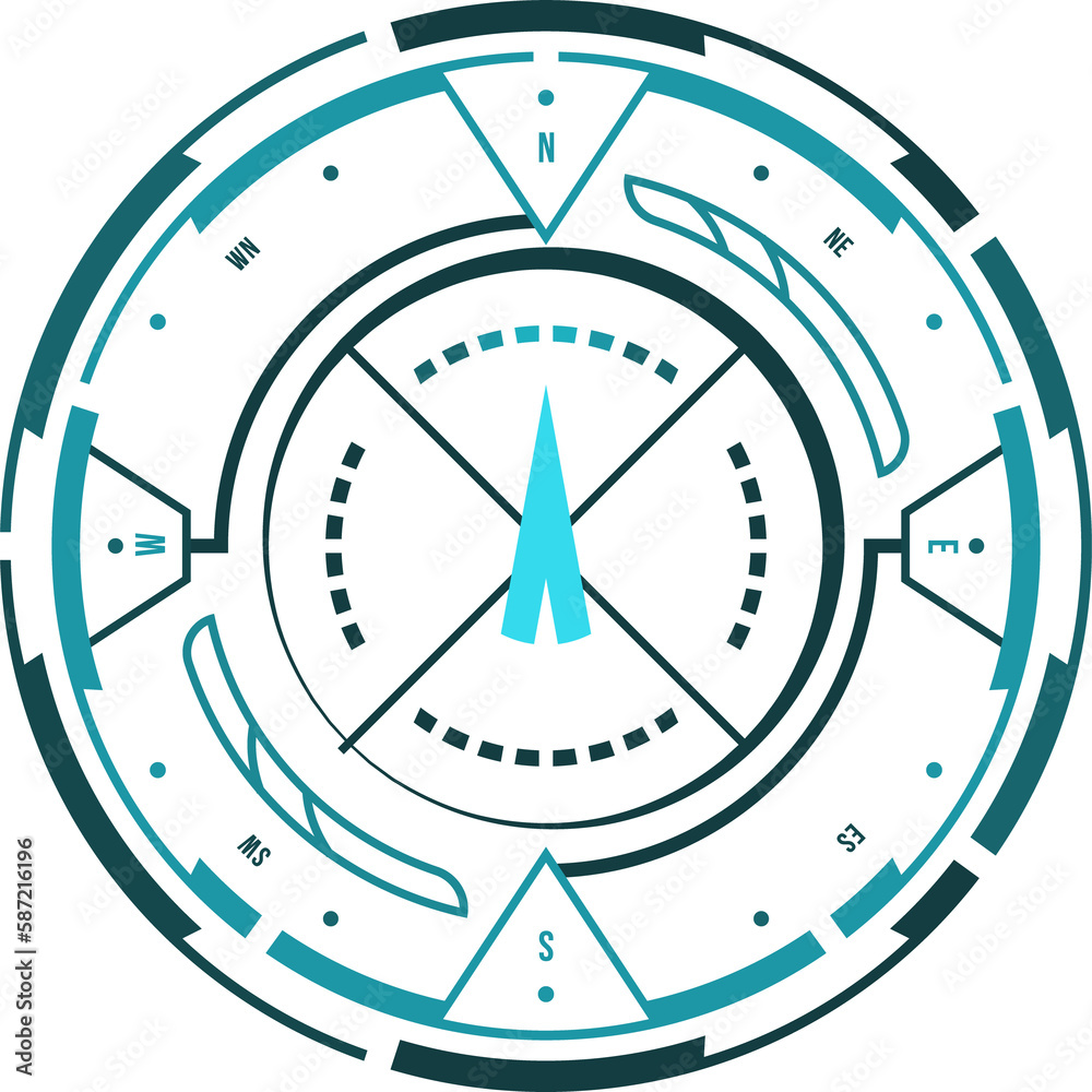 HUD compass screen, aim control panel, game ui ilustração do Stock ...