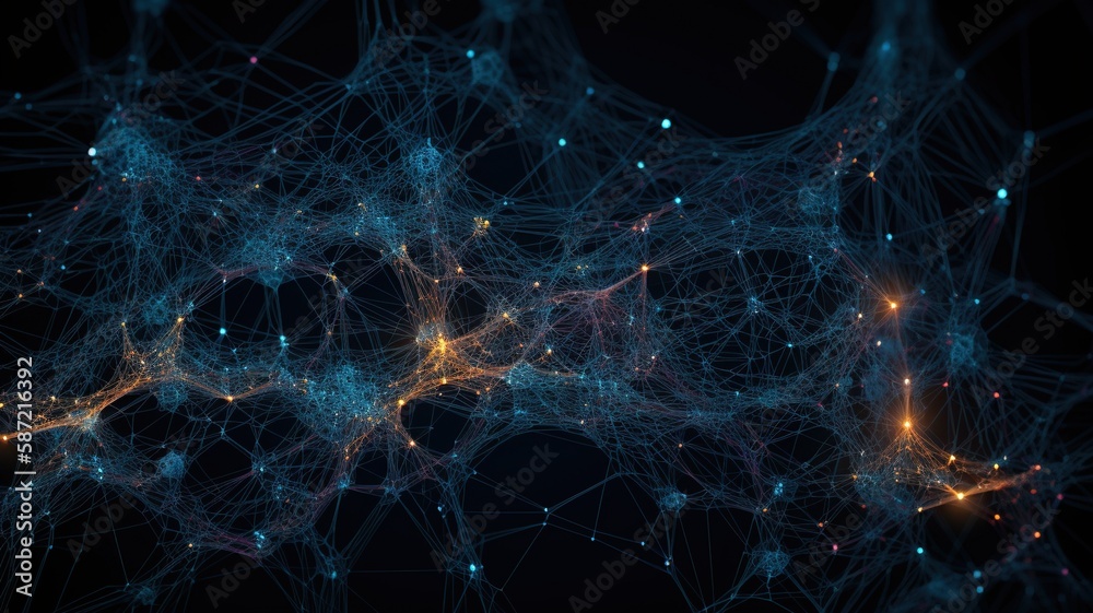 Generative AI, Conceptual illustration of neuron cells with glowing ...