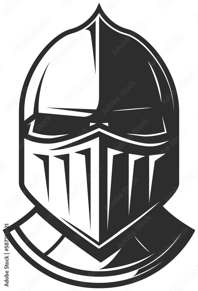 Knight warrior helmet, heraldry armor with visor Stock Illustration ...