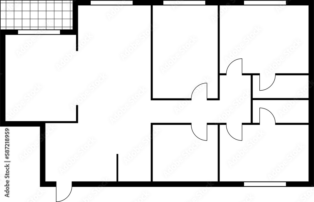 Apartment rooms floor plan, architecture blueprint Stock Illustration ...