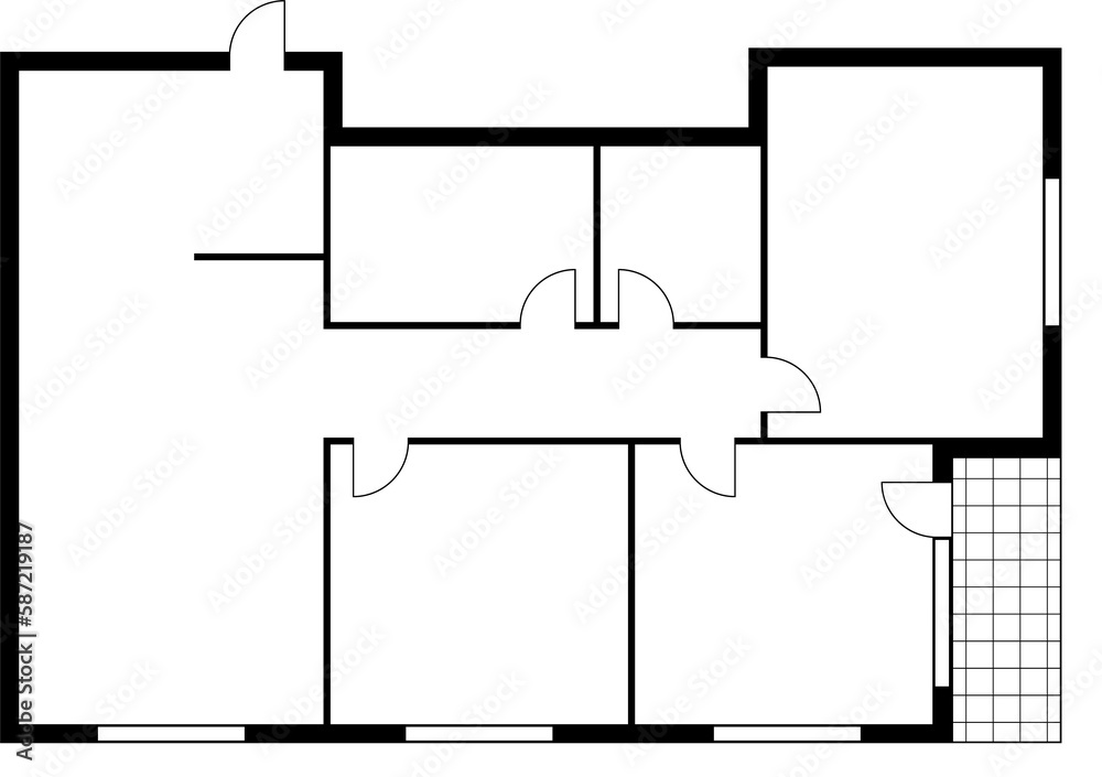 Flat project office floor plan floorplan blueprint Stock 일러스트레이션 ...