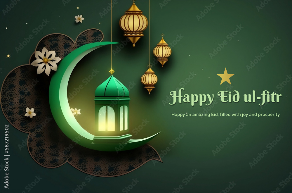 Eid al Fitr, or Festival of Breaking the Fast. card or poster design to ...