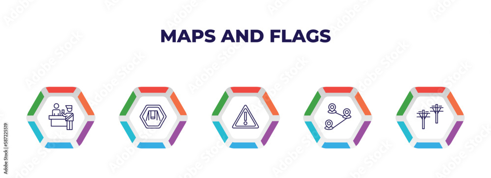 editable outline icons with infographic template. infographic for maps ...