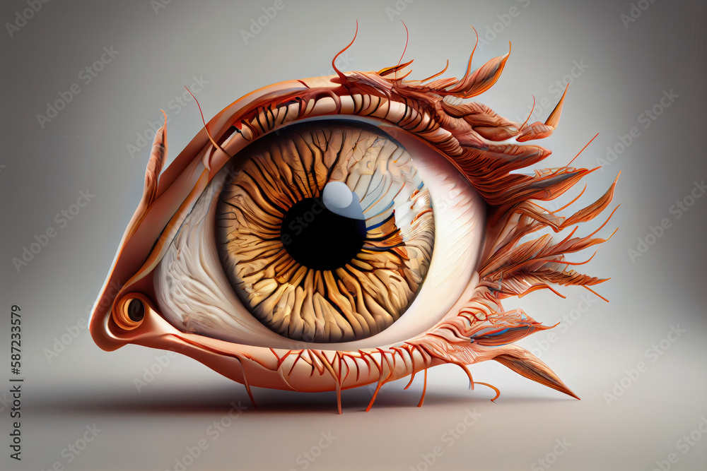 Anatomical 3D Eye Model with Detailed Structures - Generative AI Stock ...