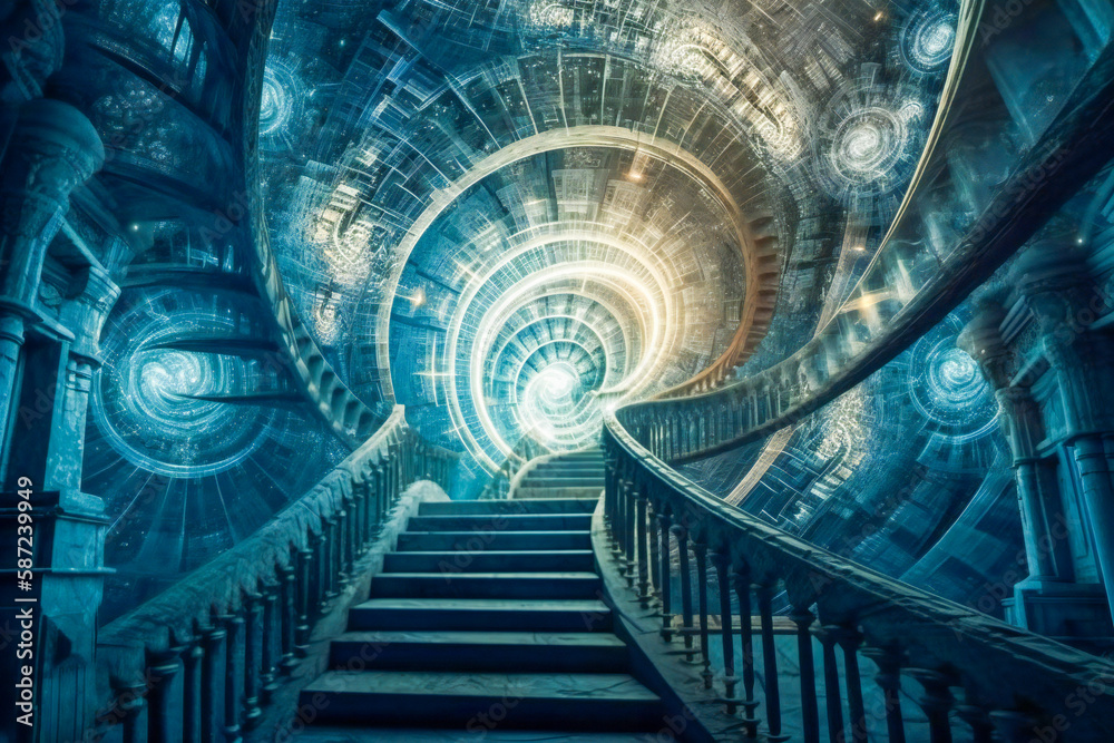 Fantasy big hall in heaven or in a spiritual dimension. Deep spiritual ...