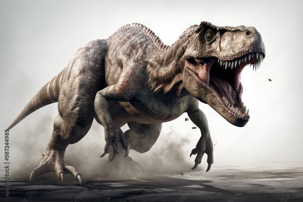 roaring, ferocious dinosaur with its jaws open wide. Generative AI ...